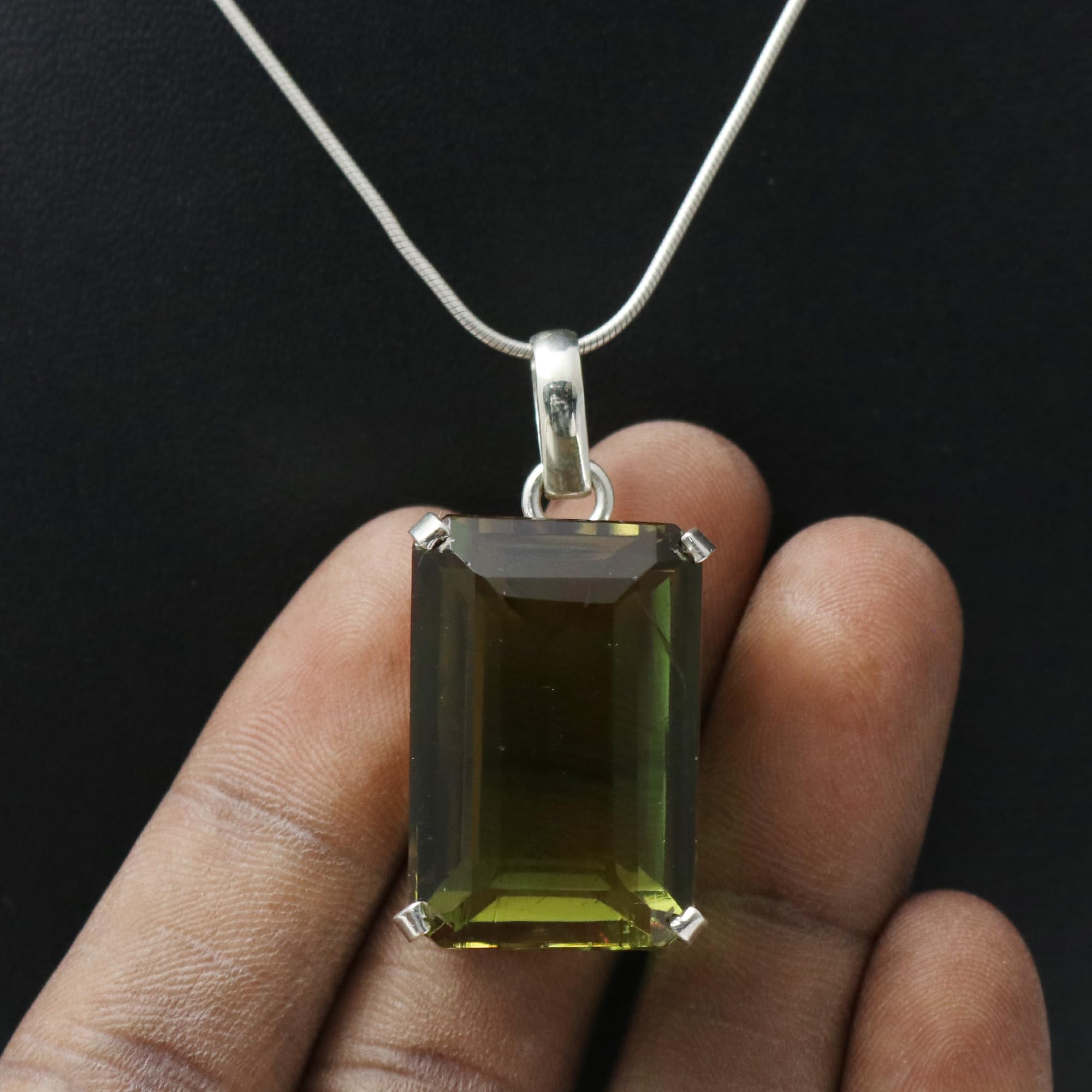 GEMHUB Loose Gemstones For Pendants 75.00 Carat Alexandrite Gemstone Pendant Without Chain Emerald Cut Sterling Silver Pendant Without Chain For Women