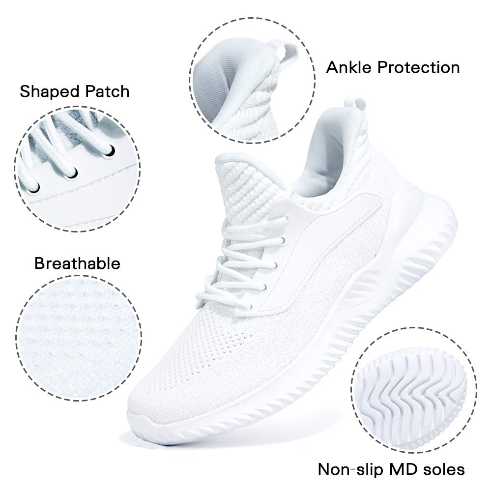 Akk White Sneakers for Women Walking Shoes Comfortable Lightweight Womens Work Casual Tennis Shoes for Gym 10 US White
