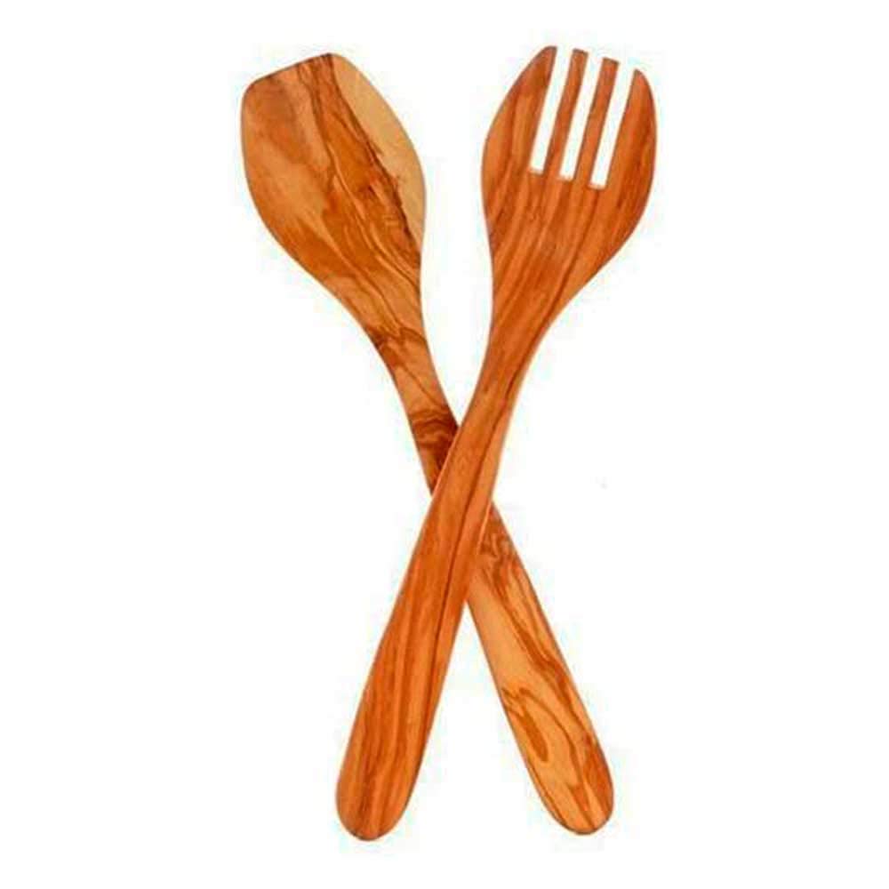 Eddington 50012 Italian Olive Wood Salad Server, Handcrafted in Europe, 2-Piece Set, 13-Inches
