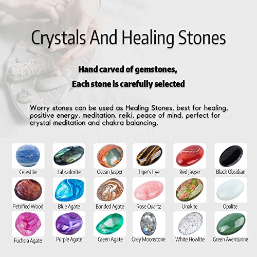 Gbuxska Blue Lace Agate Crystal Stone, Natural Blue Worry Stone Crystals and Healing Stones for Anxiety, Irregular Shape