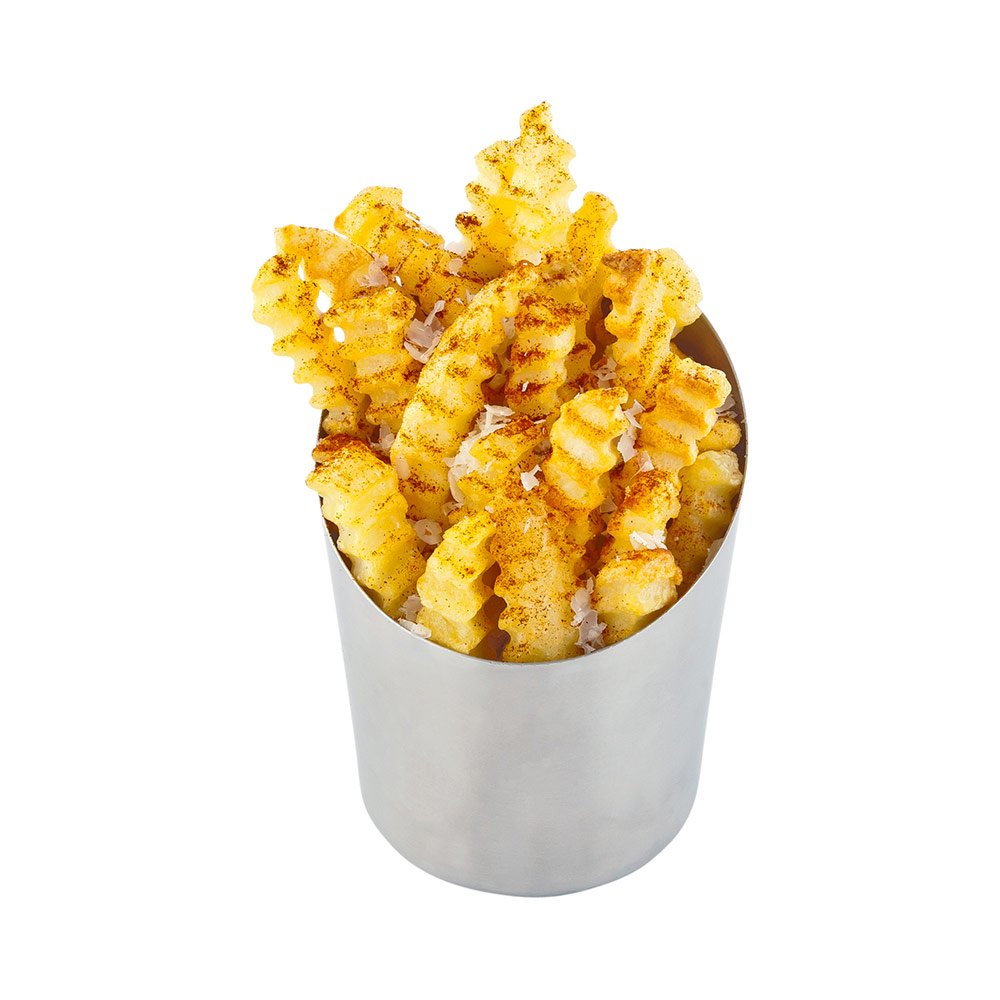 Met Lux 3.4 x 4.5 Inch French Fry Cup, 1 Tapered French Fry Holder - Satin Finish, Durable, Stainless Steel Fry Cup, For Serving Chips, Onion Rings, Tater Tots, or Vegetables - Restaurantware