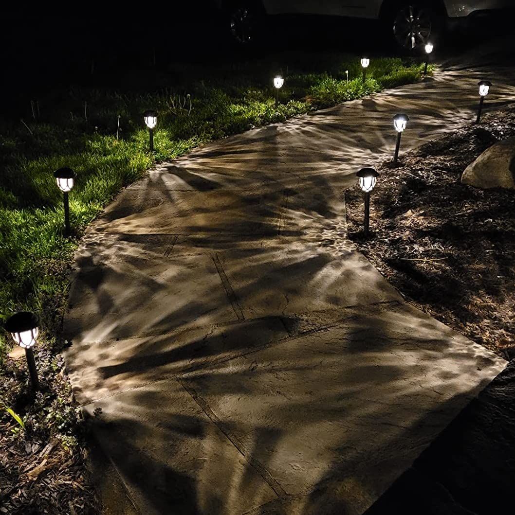 EXCMARK 10 Pack Solar Lights Outdoor Decorative Garden Yard Lights for Pathway Walkway Sidewalk Driveway. (Brown, Warm White)