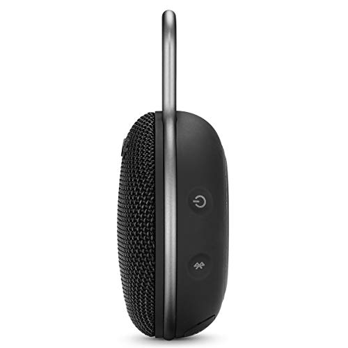 JBL Clip 3 Portable IPX7 Waterproof Wireless Bluetooth Speaker with Built-in Carabiner, Noise-Canceling Speakerphone and Microphone, Black (Renewed)
