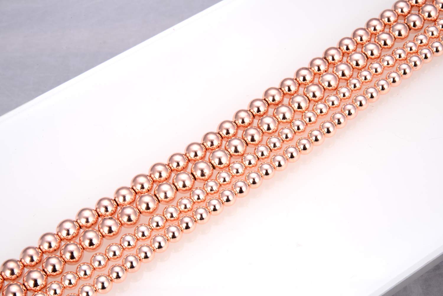 1 Strand Adabele Grade A Natural Hematite Rose Gold Plated Healing Gemstone 8mm Round Loose Beads Gem Stone Spacer (47-50pcs) for Jewelry Craft Making GFC-D8