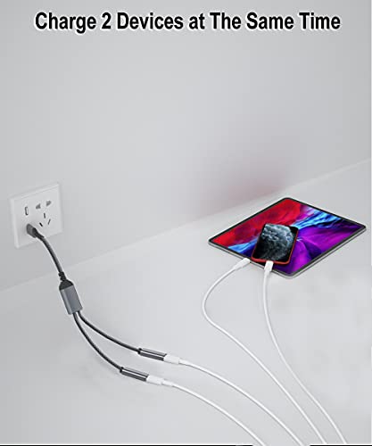 Elebase USB Male to Double USB C Female Adapter,Type A Charger Cable Dual Two 2 Splitter for MagSafe,Apple Watch iWatch Series 7,AirPods,iPhone 11 12 13 Pro 14 Max,SE,iPad 8 9 10 Air 4 5 Mini 6