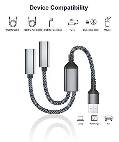 Elebase USB Male to Double USB C Female Adapter,Type A Charger Cable Dual Two 2 Splitter for MagSafe,Apple Watch iWatch Series 7,AirPods,iPhone 11 12 13 Pro 14 Max,SE,iPad 8 9 10 Air 4 5 Mini 6