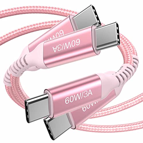 60W USB C to USB C Cable 10 ft Pink, 2-Pack, Awnuwuy Long Type-C Fast Charging Charger Cord Compatible with Samsung Galaxy S22 Ultra S22+ S21 S20 Note 20 20+ 10, Google Pixel 6 5 4 XL, MacBook Pro/Air