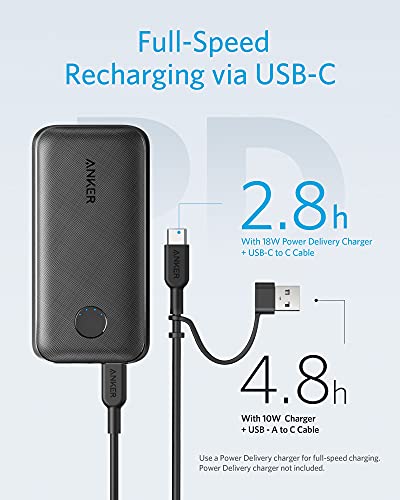 Anker Portable Charger, 10000mAh Power Bank with USB-C Power Delivery (25W), PowerCore 10000 Redux for iPhone 13/12/11 / Mini/Pro/Pro Max/XR/XS, Samsung S21 / S20, Pixel 4 / 4XL, iPad Mini, and More
