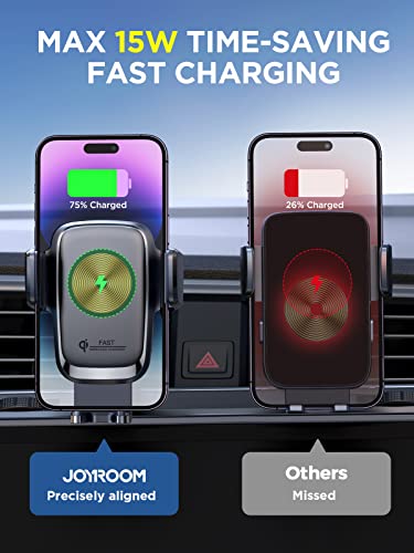 [Upgraded Version] Wireless Car Charger, 15W Qi Smart Fast Charging, JOYROOM Car Phone Holder Mount Wireless Charging, Auto-Clamping Charging Cell Phone Mount for iPhone, Samsung, Galaxy, LG, Google