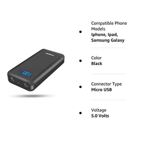 Ayeway Battery Pack 5V 26800mAh Portable Charger Power Bank with Dual outlets & LCD Display,External Battery Phone Charger Compatible with iPhone,Samsung Galaxy and More.(USB C for Input ONLY)