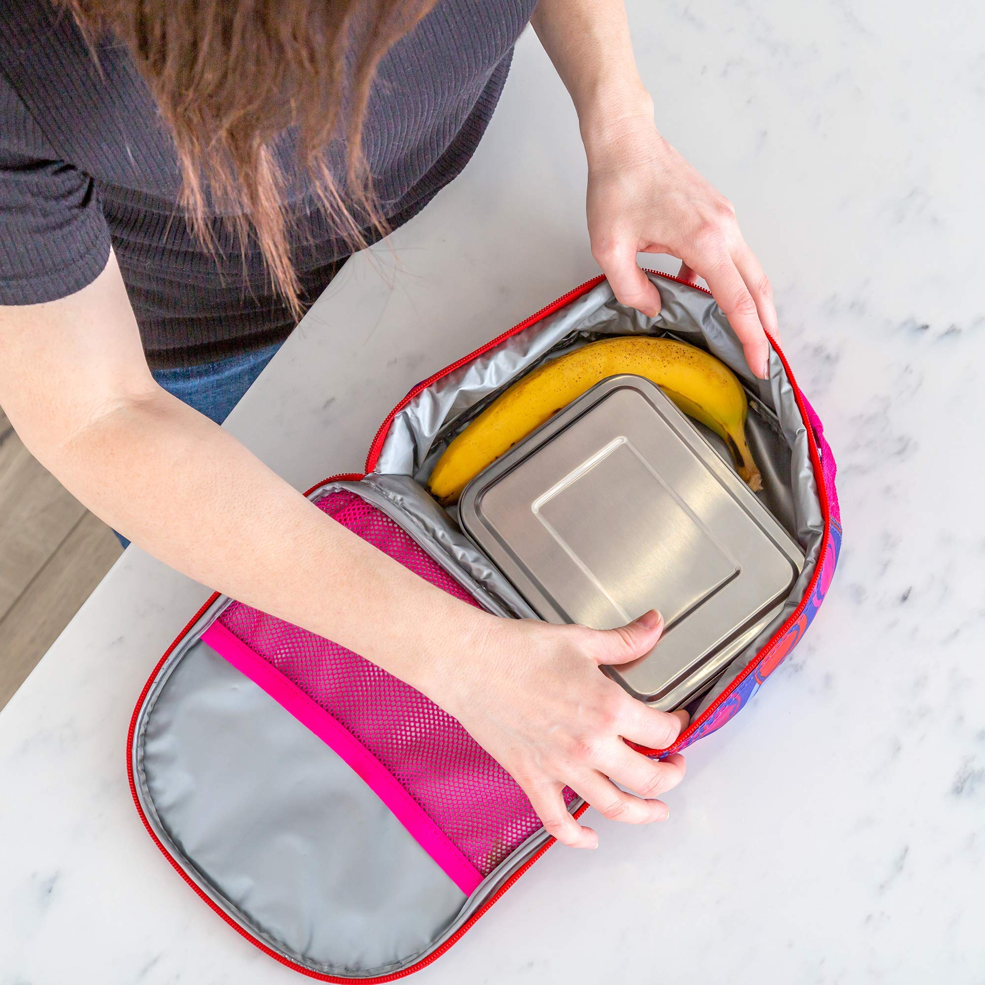 WeeSprout 18/8 Stainless Steel Bento Box (Large) - 3 Compartment Metal Lunch Box, Skid-proof Silicone, for Kids & Adults, Bonus Dip Container, Fits in Lunch & Work Bags, Dishwasher & Freezer Friendly