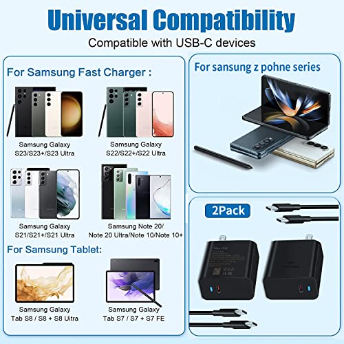 45W USB C Charger,Samsung Super Fast Charging Wall Charger for Samsung S23 Ultra/S23/S23+/S22 Ultra/S22+/Z Fold 4/Z Fold 3 ,Galaxy Tab,S23 Ultra Type C Charger Fast Charging Block & 5FT Cable,2 Pack
