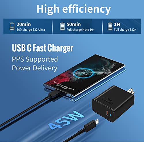 45W USB C Charger,Samsung Super Fast Charging Wall Charger for Samsung S23 Ultra/S23/S23+/S22 Ultra/S22+/Z Fold 4/Z Fold 3 ,Galaxy Tab,S23 Ultra Type C Charger Fast Charging Block & 5FT Cable,2 Pack