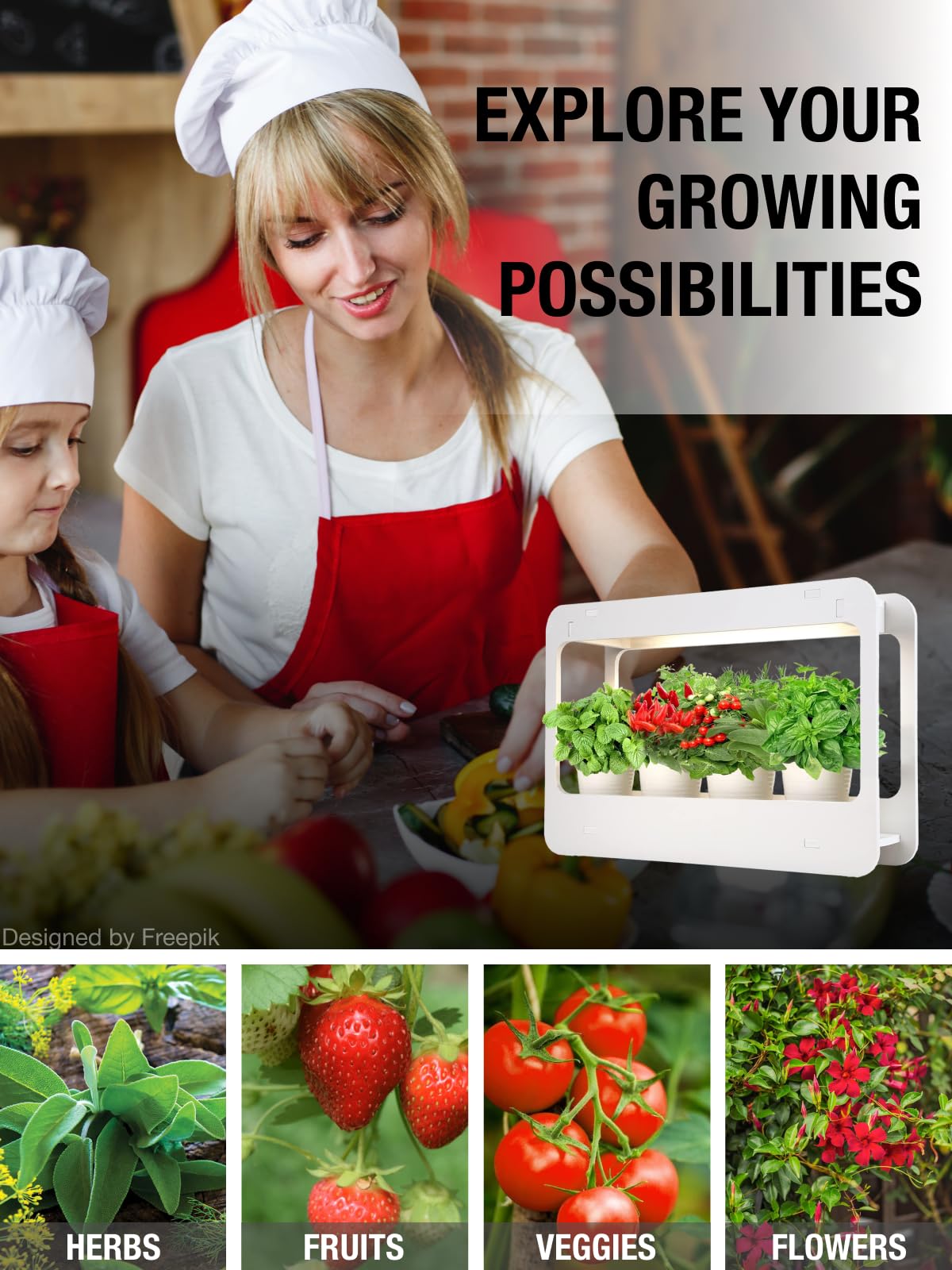 TORCHSTAR LED Indoor Herb Garden, CRI 95+, Herb Grower Light with Timer, Indoor Gardening System, Full Spectrum Light, 24V Garden Kit for Plant Grow Novice, White, 4000K, Pots & Plants Not Included