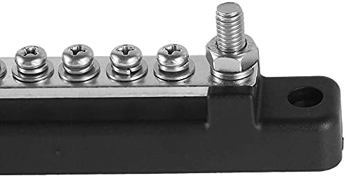 6 Terminal Bus Bar Kit - 150 A BusBar Block, Ground Distribution, 6 Post Power Distribution Terminal Block w/ 6 M4 Screws + 2 Studs Set, for Caravan Car Boat Marine Caravan RV