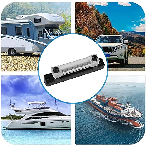 6 Terminal Bus Bar Kit - 150 A BusBar Block, Ground Distribution, 6 Post Power Distribution Terminal Block w/ 6 M4 Screws + 2 Studs Set, for Caravan Car Boat Marine Caravan RV