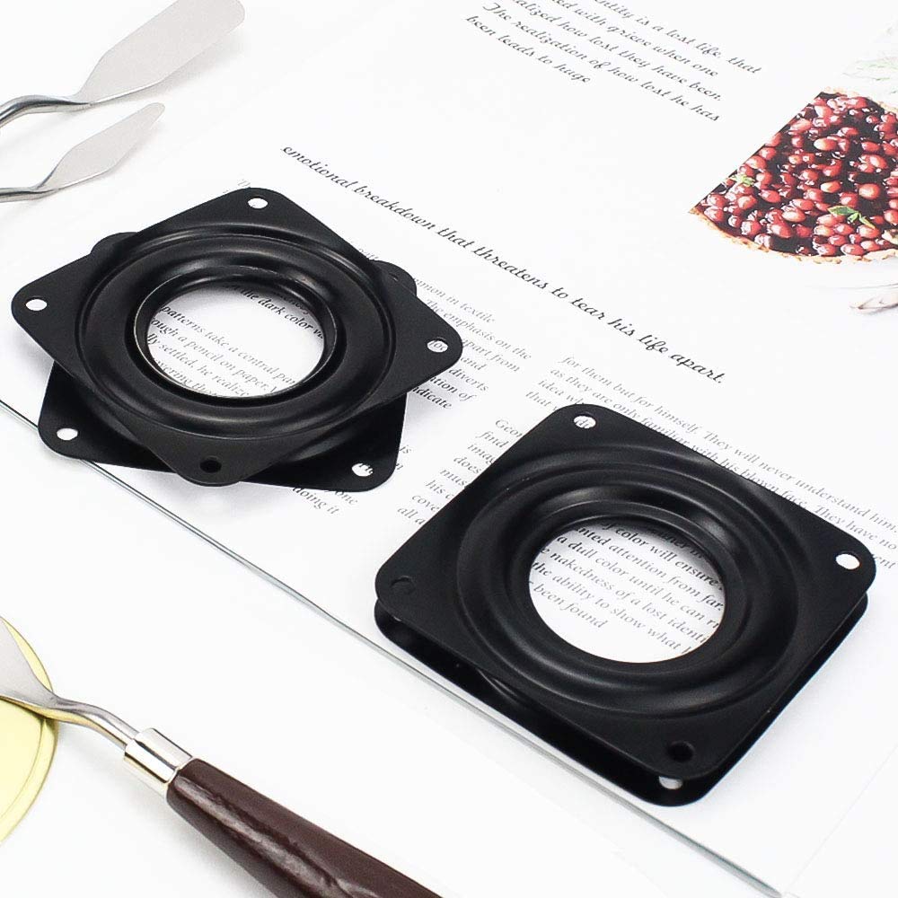 4 Pcs Square Rotating Swivel Plate,Lazy Susan Turntable Bearing with Steel Ball Bearings for Bar Stools,Chairs,Stools - 360 Degrees Black Rotating Tray