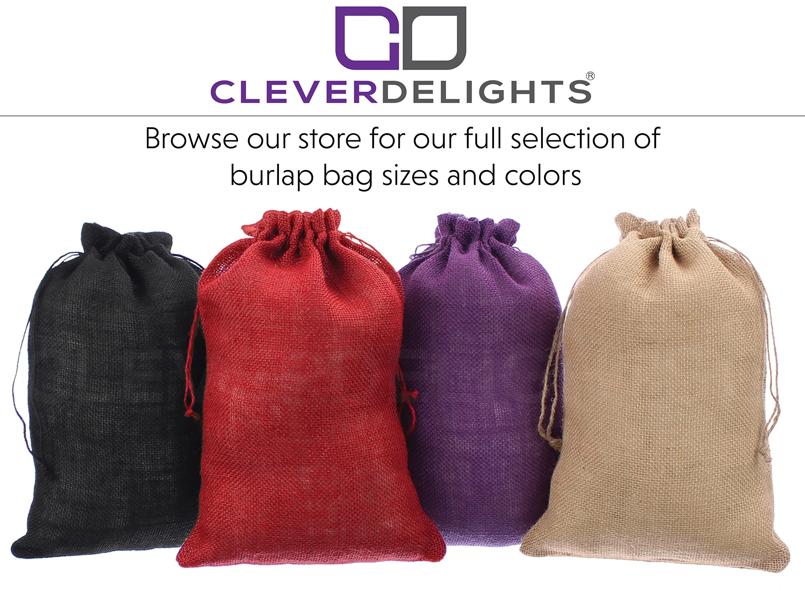 CleverDelights 18" x 24" Burlap Bags with Drawstring - 6 Pack