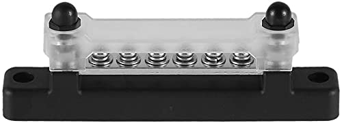 6 Terminal Bus Bar Kit - 150 A BusBar Block, Ground Distribution, 6 Post Power Distribution Terminal Block w/ 6 M4 Screws + 2 Studs Set, for Caravan Car Boat Marine Caravan RV