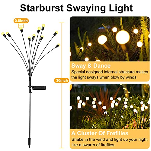 Solar Garden Lights - Wind Dance Solar Lights,10LED-4pack Solar Firefly Lights Solar Swaying Lights, Sway by Wind, Solar Lights Outdoor Waterproof, Decorative Lights Yard Patio Pathway Decoration