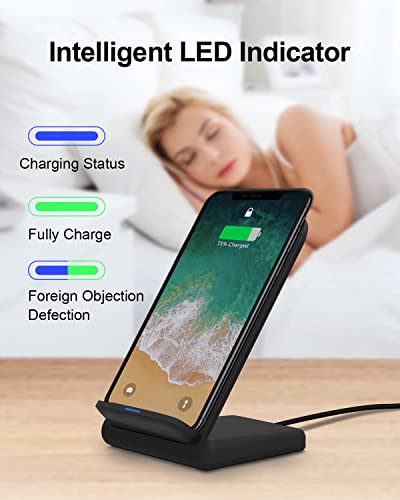 Fast Wireless Charger, Trummul Upgraded 10W Wireless Charging Stand Compatible with iPhone 13 12 11 Pro XR XS 8 Plus Galaxy S22 S21 S10 Note 20 10 Google LG and Other Wireless-Enable Phones