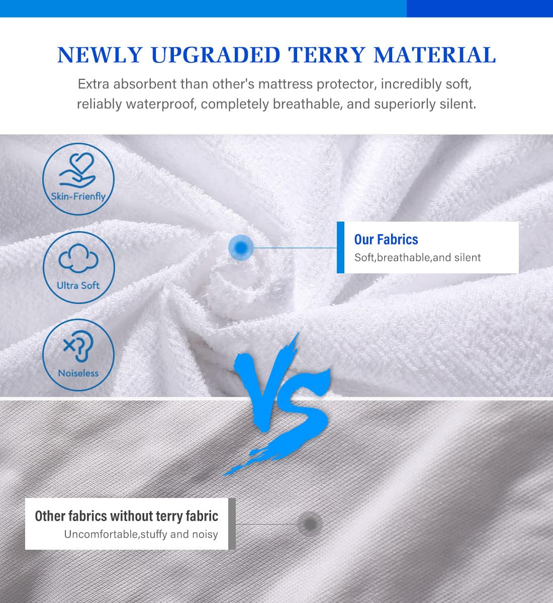 Full Size Mattress Protector Waterproof Mattress Protector Full Mattress Pad Cover Noiseless, Soft Breathable Cotton Terry for Pets Kids Adults 54" x 75"