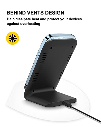 Fast Wireless Charger, Trummul Upgraded 10W Wireless Charging Stand Compatible with iPhone 13 12 11 Pro XR XS 8 Plus Galaxy S22 S21 S10 Note 20 10 Google LG and Other Wireless-Enable Phones