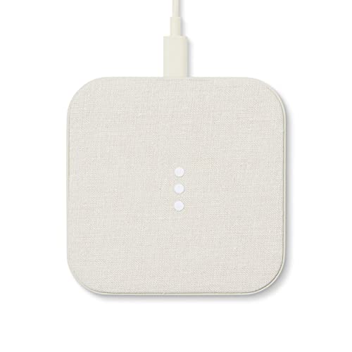 Courant Catch:1 Essentials - Belgian Linen Wireless Charging Pad - Qi-Certified - Compatible with iPhone 14, 13, 12, 11, X, SE, Samsung Galaxy S23, S22, S21, S20, Note, AirPods, AirPods Pro (Natural)