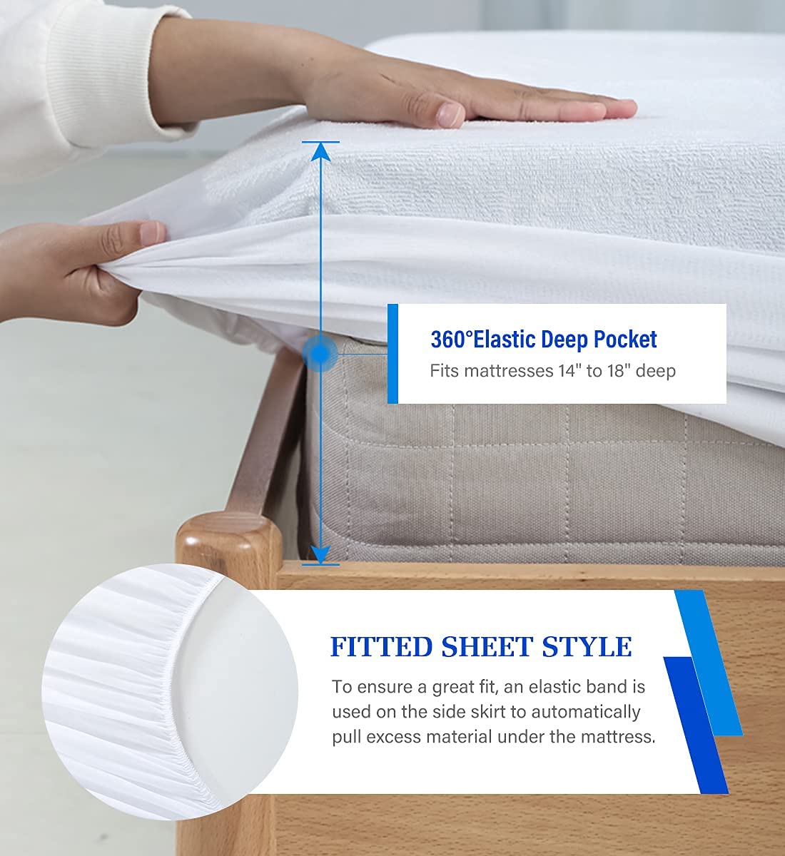 Full Size Mattress Protector Waterproof Mattress Protector Full Mattress Pad Cover Noiseless, Soft Breathable Cotton Terry for Pets Kids Adults 54" x 75"