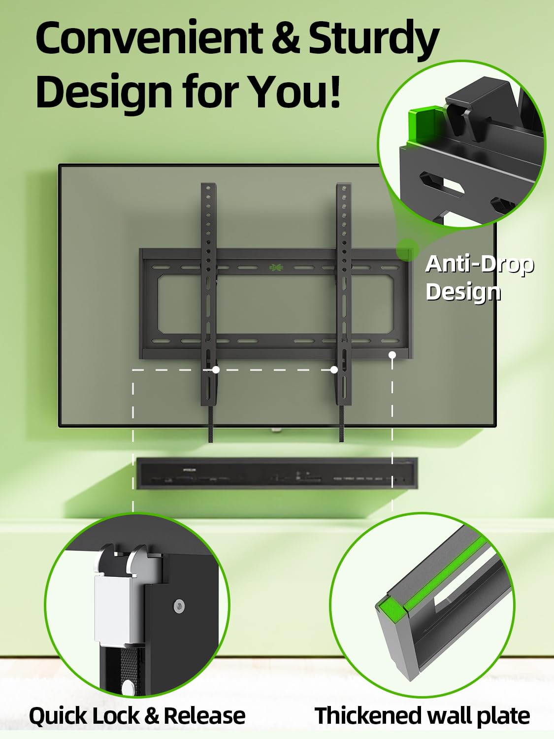 Tilting TV Wall Mount Low Profile for Most 26-55" Flat Screen LED, LCD, Curved TVs, Tilt TV Mount Bracket VESA 400x400mm- Holds Up to 99lbs, Easily Lock and Release to Mount on 12" or 16" Stud