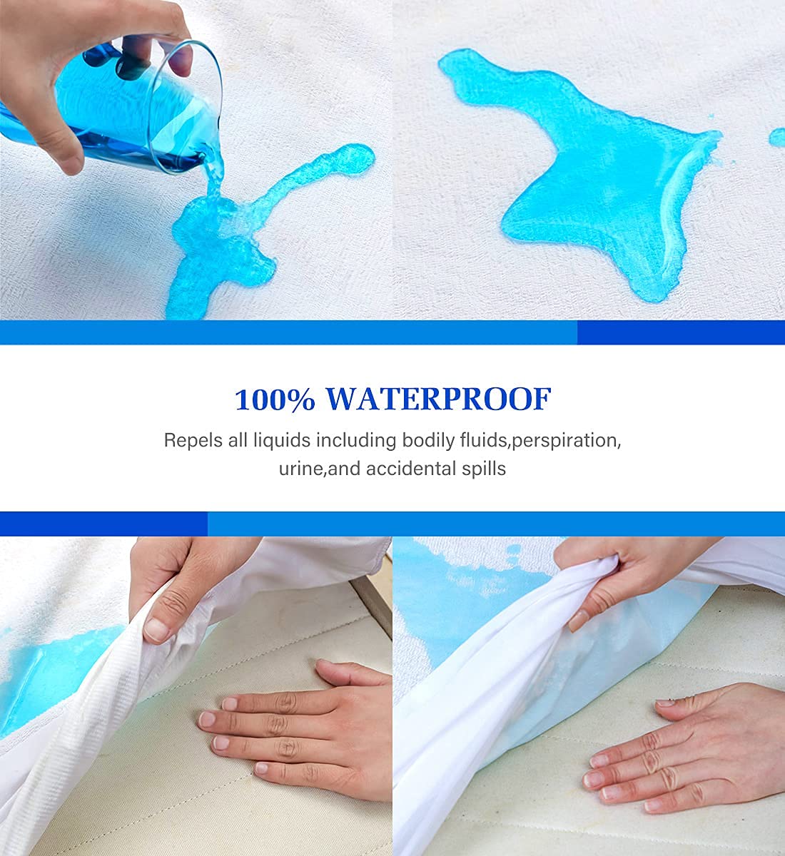 Full Size Mattress Protector Waterproof Mattress Protector Full Mattress Pad Cover Noiseless, Soft Breathable Cotton Terry for Pets Kids Adults 54" x 75"