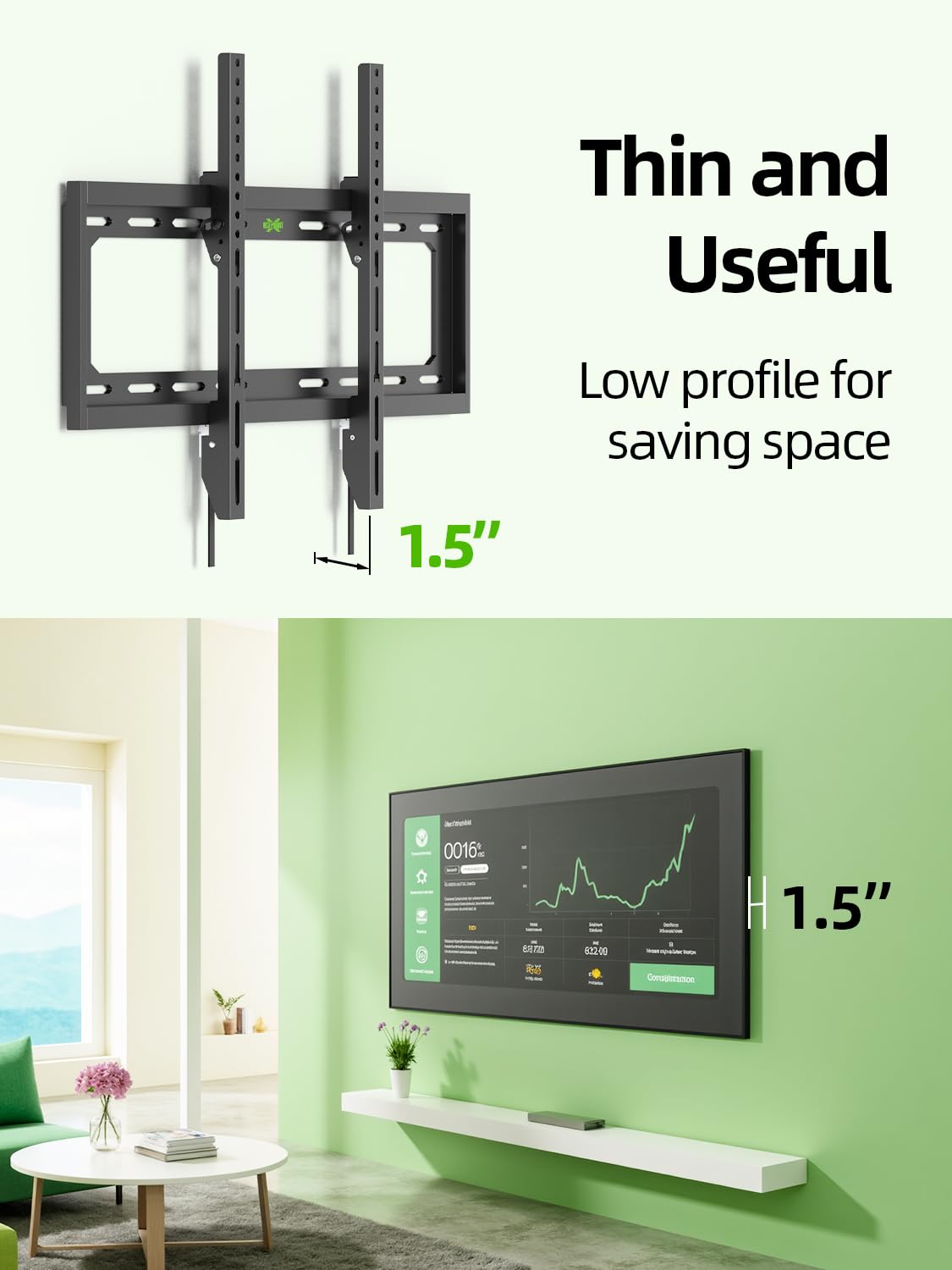 Tilting TV Wall Mount Low Profile for Most 26-55" Flat Screen LED, LCD, Curved TVs, Tilt TV Mount Bracket VESA 400x400mm- Holds Up to 99lbs, Easily Lock and Release to Mount on 12" or 16" Stud