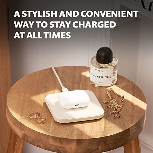 Courant Catch:1 Essentials - Belgian Linen Wireless Charging Pad - Qi-Certified - Compatible with iPhone 14, 13, 12, 11, X, SE, Samsung Galaxy S23, S22, S21, S20, Note, AirPods, AirPods Pro (Natural)