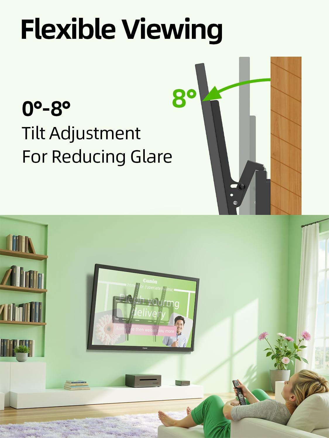 Tilting TV Wall Mount Low Profile for Most 26-55" Flat Screen LED, LCD, Curved TVs, Tilt TV Mount Bracket VESA 400x400mm- Holds Up to 99lbs, Easily Lock and Release to Mount on 12" or 16" Stud