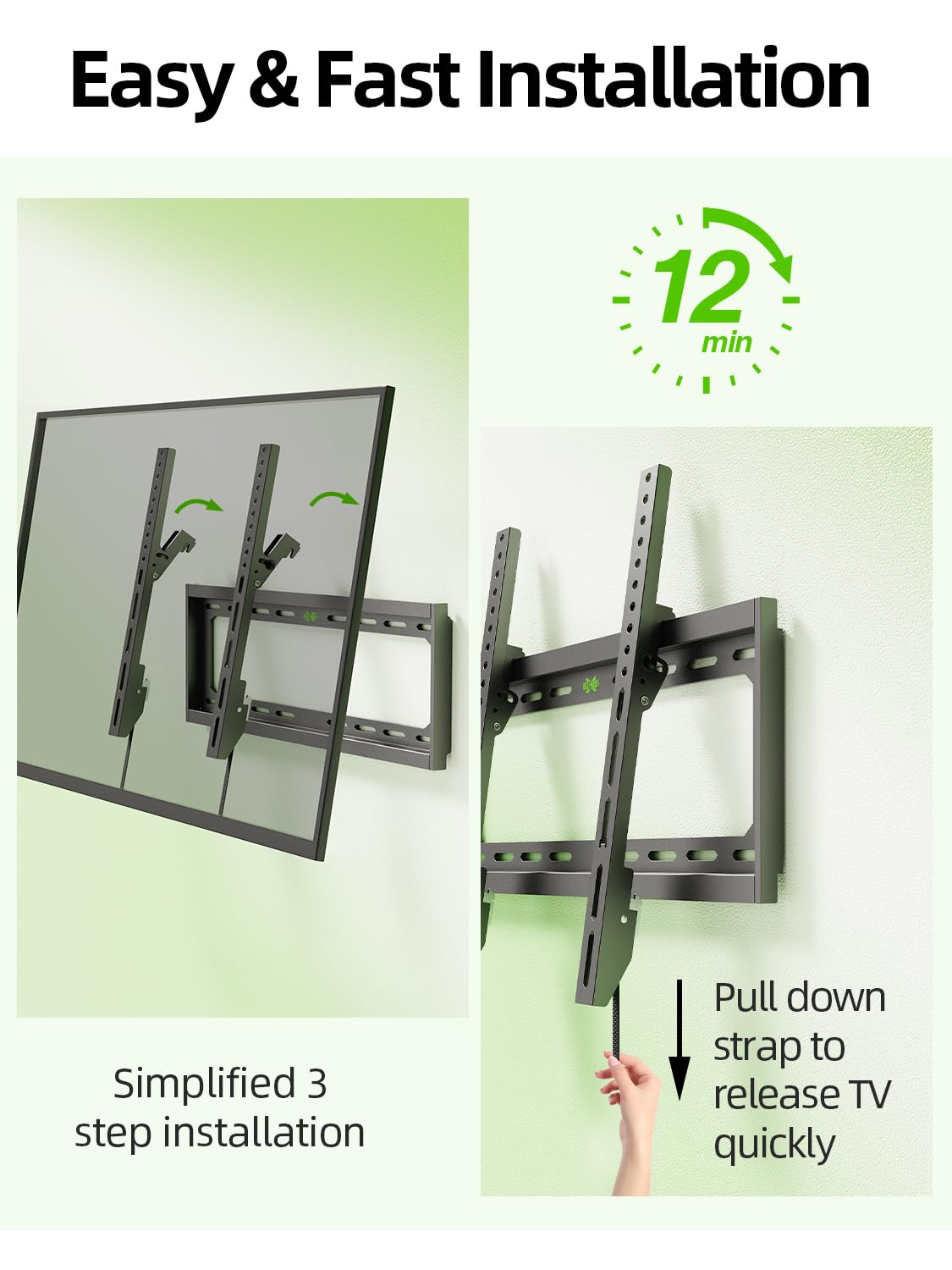 Tilting TV Wall Mount Low Profile for Most 26-55" Flat Screen LED, LCD, Curved TVs, Tilt TV Mount Bracket VESA 400x400mm- Holds Up to 99lbs, Easily Lock and Release to Mount on 12" or 16" Stud