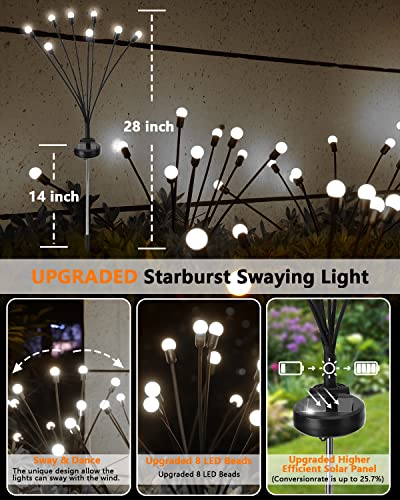 Otdair Solar Lights for Outside Garden,New-Upgraded 4 Pack Solar Lights Outdoor Waterproof,Outdoor Lights Solar Powered,Garden Lights Solar Outdoor for Backyard Garden White 8LED