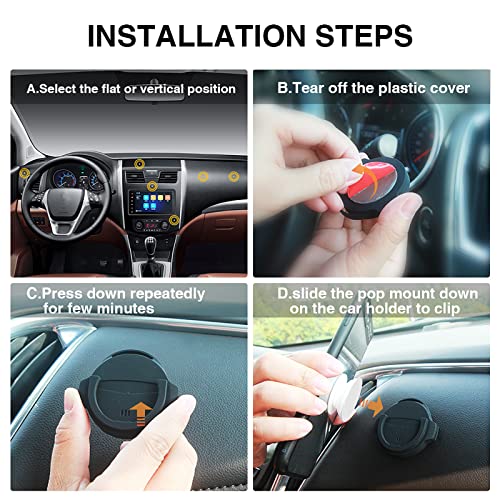 daite Socket Car Mount Car Grips Holder for Phone Stand 360 Rotation Dashboard Sticker Holder for Socket Mount Users on Car Dashboard Home Wall Office Kitchen (Rotation + Flat)