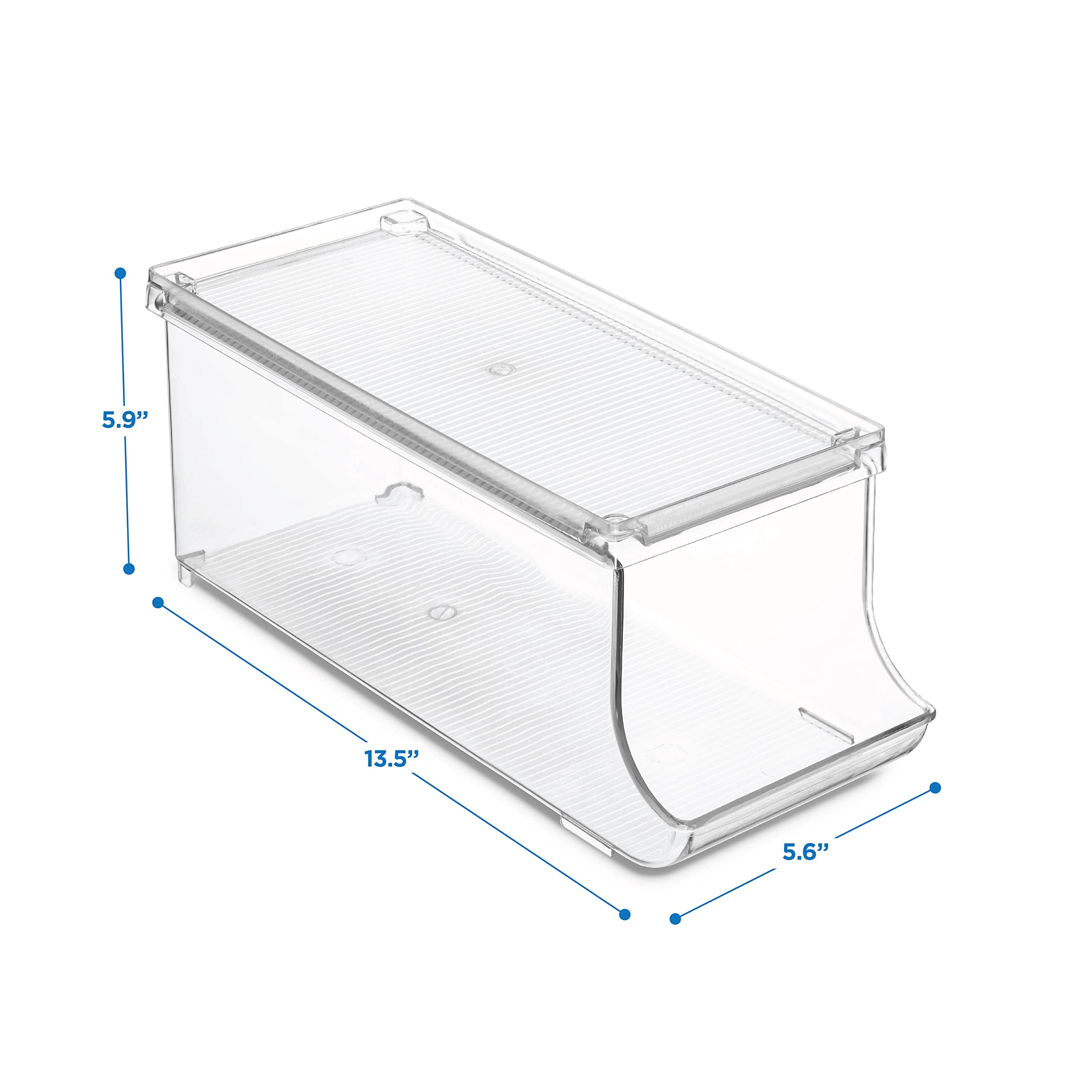 Set of 2 Stackable Refrigerator Organizer Bins Pop Soda Can Dispenser Beverage Holder for Fridge, Freezer, Kitchen, Countertops, Cabinets - Clear Plastic Canned Food Pantry Storage Rack Holds 9 Cans