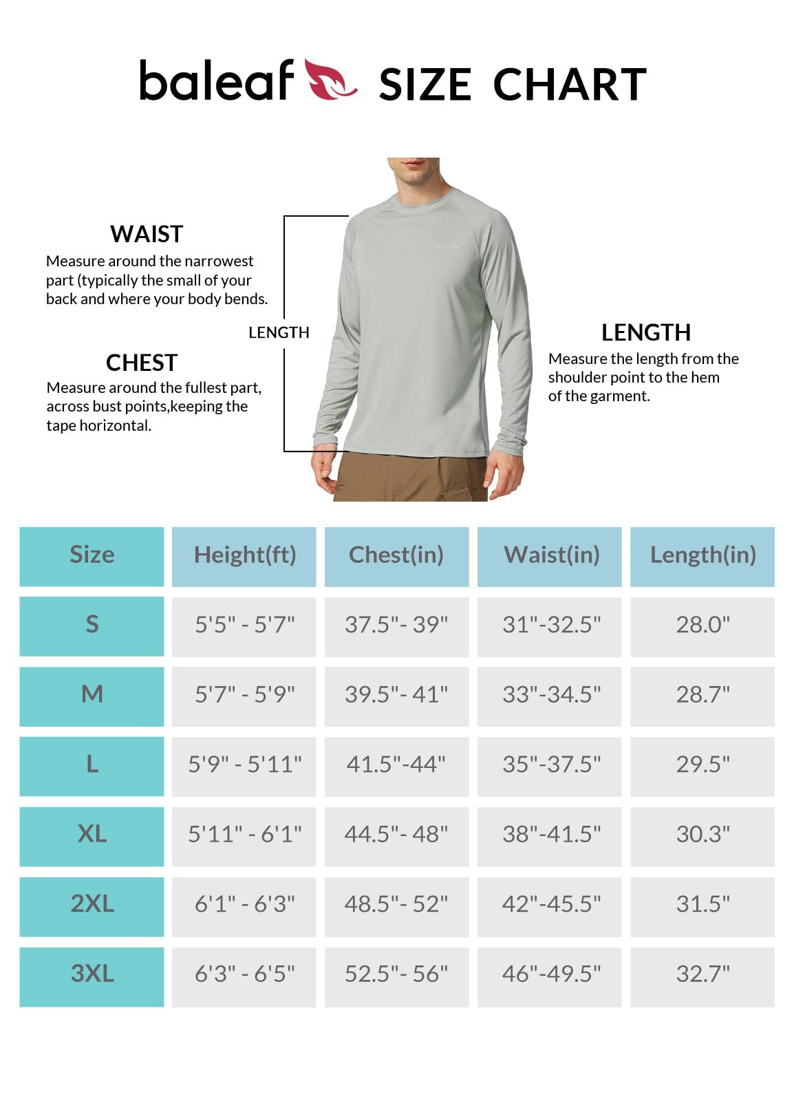 BALEAF Men's Rash Guard Shirts Fishing Long Sleeve UV Sun Protection SPF T-Shirts UPF 50+ Lightweight Beach Gray Size XXL