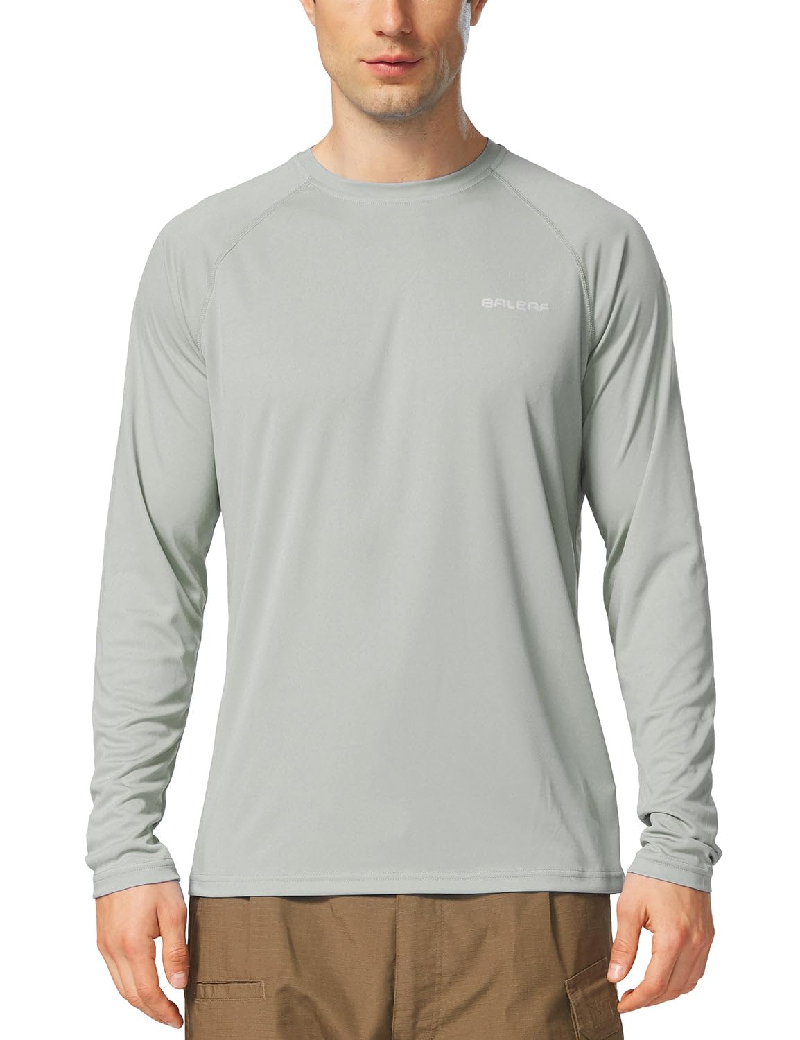 BALEAF Men's Rash Guard Shirts Fishing Long Sleeve UV Sun Protection SPF T-Shirts UPF 50+ Lightweight Beach Gray Size XXL