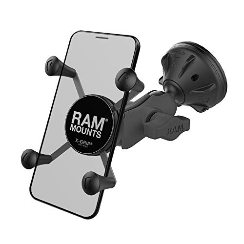 RAM Mounts RAP-B-166-2-A-UN7U X-Grip Phone Mount with RAM Twist-Lock Low Profile Suction Base with Short Arm for Vehicle Windshields