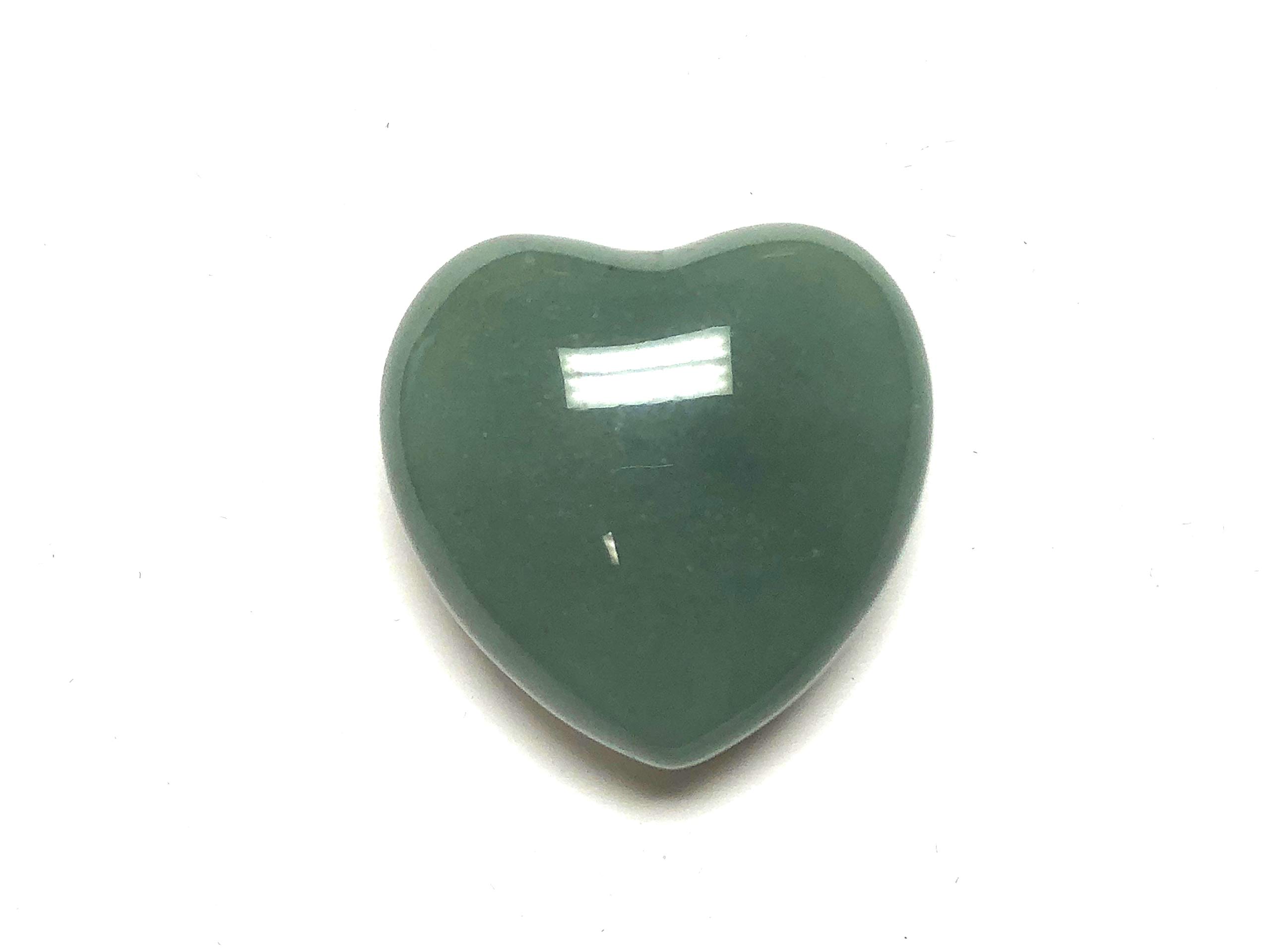 Zentron Crystal Collection 30MM All Natural Polished Pocket Gemstone Crystal Puff Heart and Velvet Pouch (Green Aventurine)