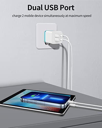 iPhone Charger [Apple MFi Certified], ARCCRA 3-Pack 3FT 6FT 10FT Lightning Cable Data Sync Charging Cords with 2 X Dual Port USB Wall Charger Block Plug for iPhone 13 12 11 Pro Max XS XR X 8 7 6 Plus
