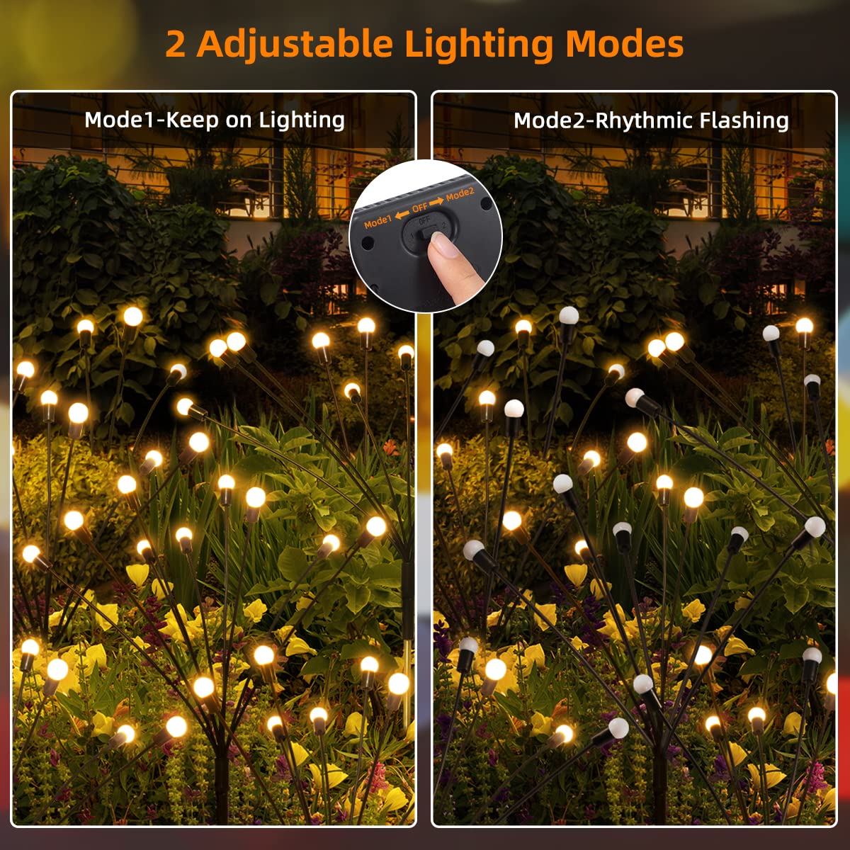 Solar Lights for Outside, 6Pack Solar Firefly Lights Outdoor Waterproof for Garden Decor, 8LED Solar Garden Lights Fairy, Swaying Solar Powered Firefly Yard Lights for Patio Decorations
