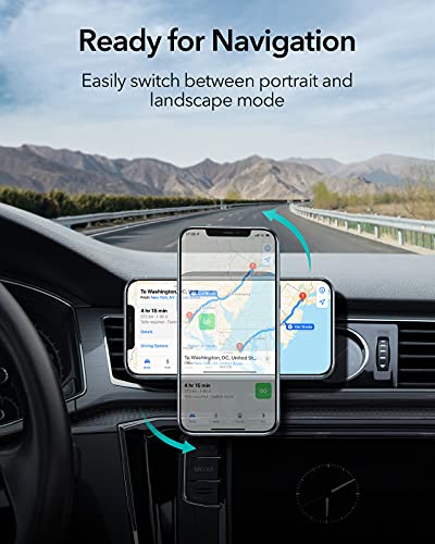 ESR Shift Wireless Car Charger (HaloLock), Compatible with MagSafe Car Charger, 2 Charging Modes, Detachable Fast Charging Pad, Car Phone Holder Mount for iPhone 14/13/12 Series, Car Accessories