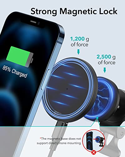 ESR Shift Wireless Car Charger (HaloLock), Compatible with MagSafe Car Charger, 2 Charging Modes, Detachable Fast Charging Pad, Car Phone Holder Mount for iPhone 14/13/12 Series, Car Accessories
