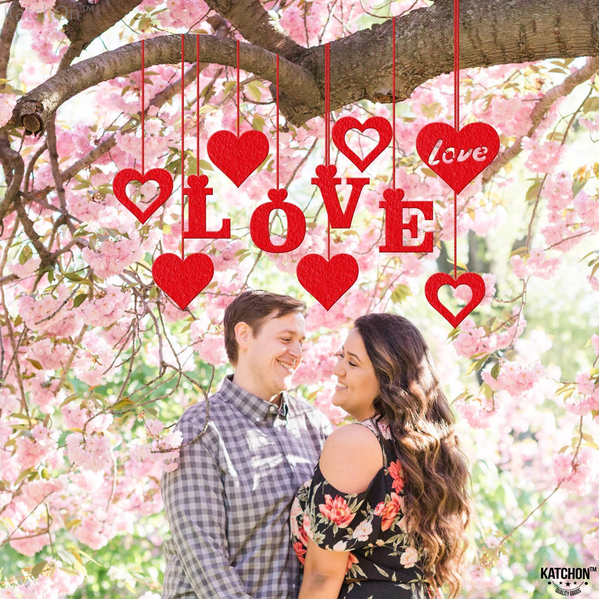 Felt Valentines Day Hanging Decorations - Valentines Day Tree Decorations | Hanging Hearts Decorations | Love Heart Garland for Valentines Day Decoration | Valentines Day Garland, Valentines Day Décor