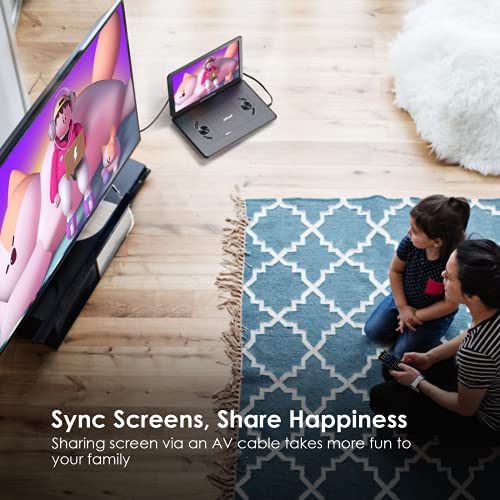 π’πππππ€ 16.9'' Portable DVD Player with 14.1''Swivel Screen, 6 Hrs Rechargeable Battery, Car Travel DVD Player for Kids, Sync TV, Region Free, Support USB/SD Card, Car Charger, Black