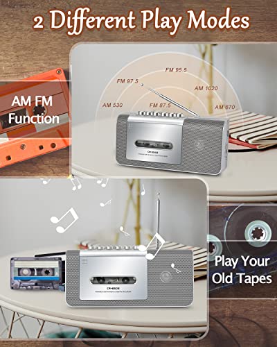 Gracioso Portable Cassette Player and Recorder, Cassette Tape Player/Recorder with AM/FM,Loud Build-in Speaker,Microphone,3.5mm Earphone Jack,Powered by AC or AA Battery for Gift,Home