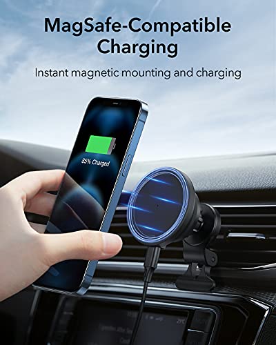 ESR Shift Wireless Car Charger (HaloLock), Compatible with MagSafe Car Charger, 2 Charging Modes, Detachable Fast Charging Pad, Car Phone Holder Mount for iPhone 14/13/12 Series, Car Accessories